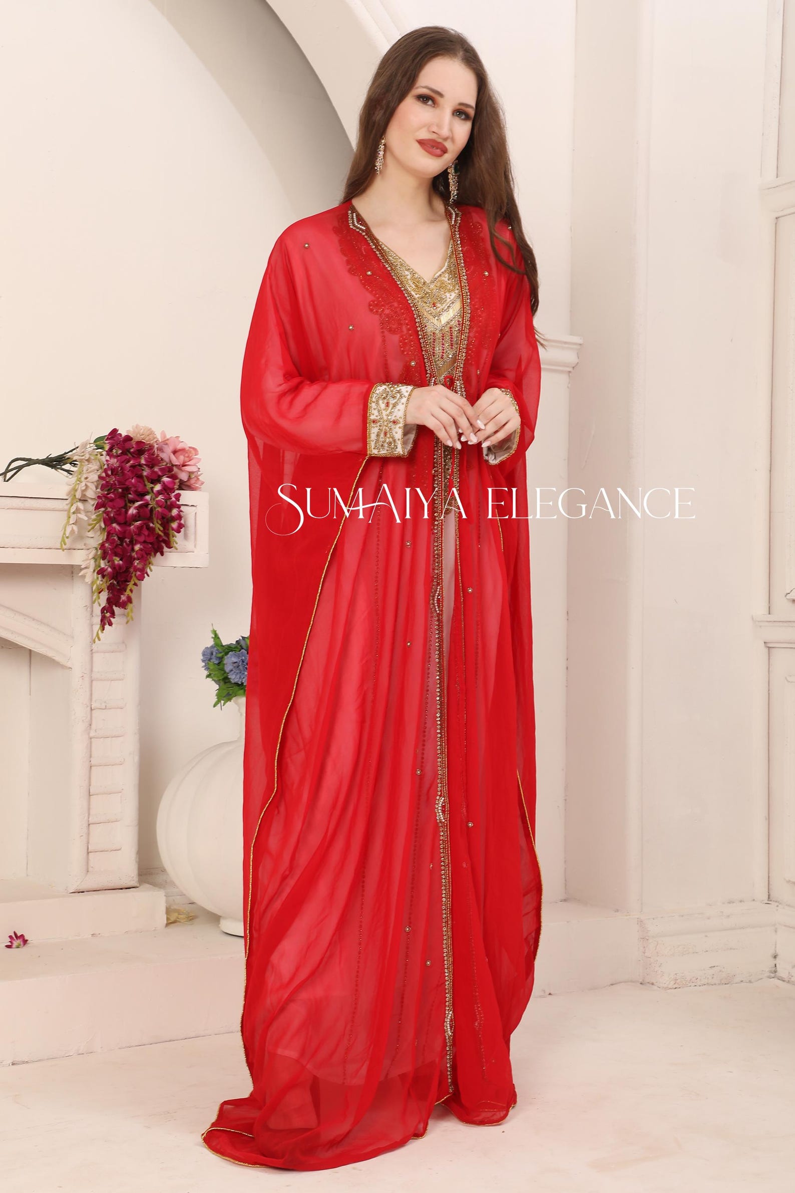 Moroccan Dubai Kaftan Arabic Abaya Maxi Hand Beaded Caftan Farasha ...