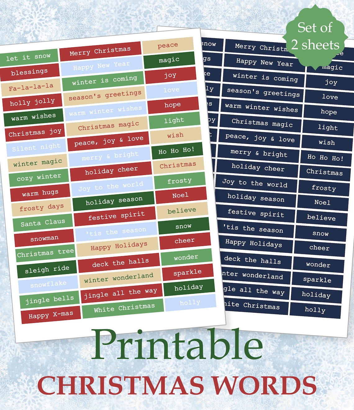 Christmas Sentiments Printable - Holiday Words & Phrases Sheet ...