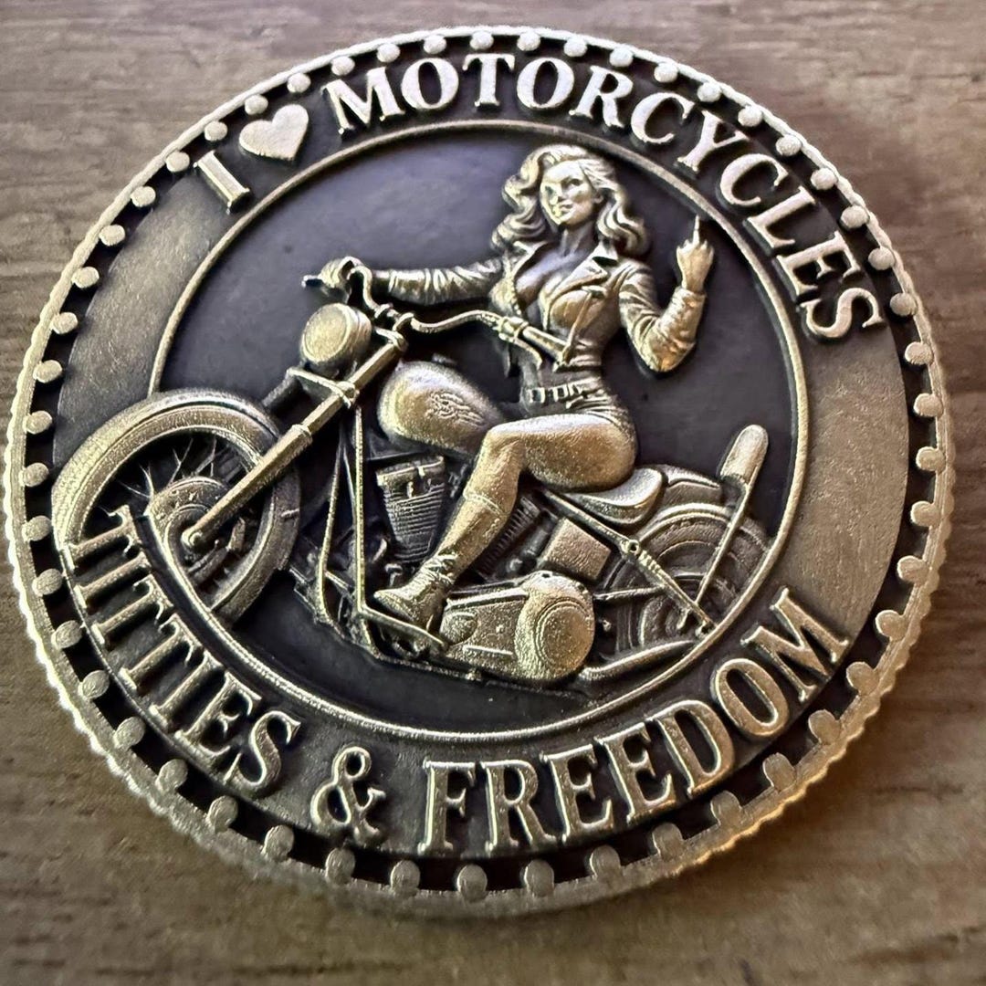 I Love Motorcycles Challenge Coin – Solid Brass Biker Coin – Bikes ...