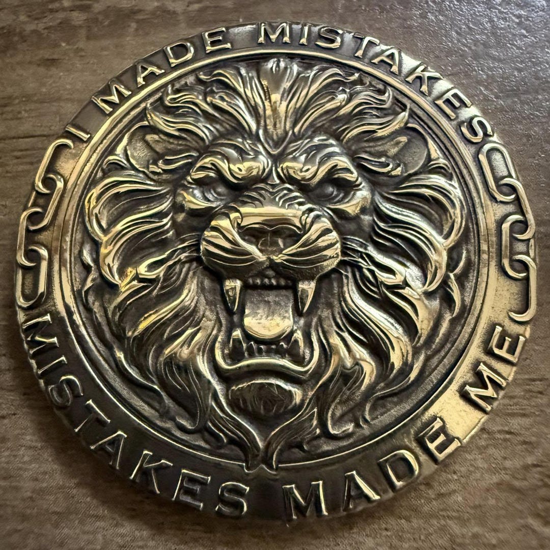 Challenge Coin - Mistakes Made Me Lion, Fidget, Worry, Gift, Brass ...