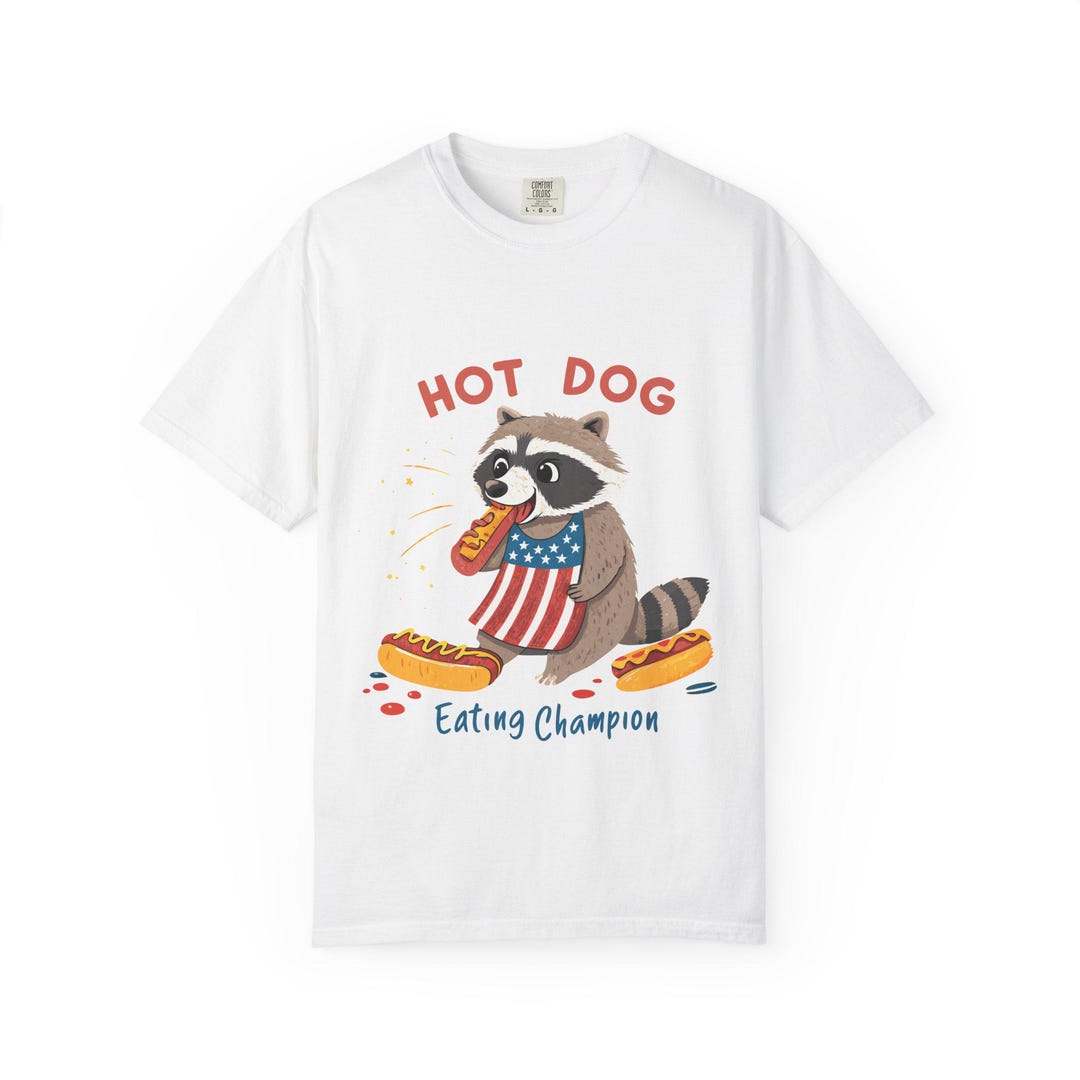 Raccoon Hot Dog Eating Champion T-shirt, Funny Graphic Tee, Unisex ...