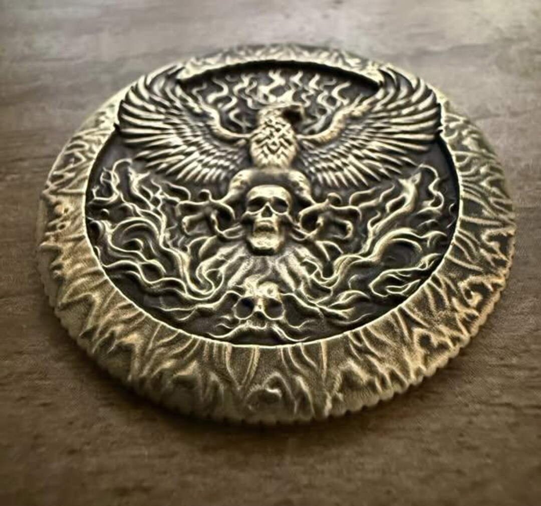 Challenge Coin - Phoenix Rising, Skull & Fire, Rebirth Resilience Coin ...