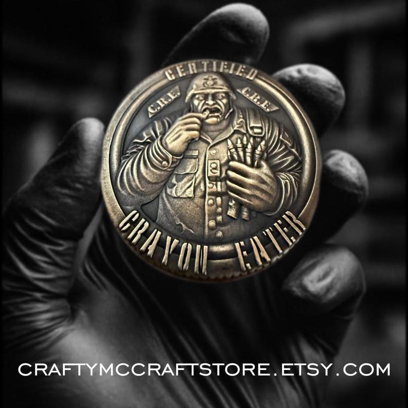 Crayon Eater Challenge Coin – Solid Brass Military Humor Coin ...