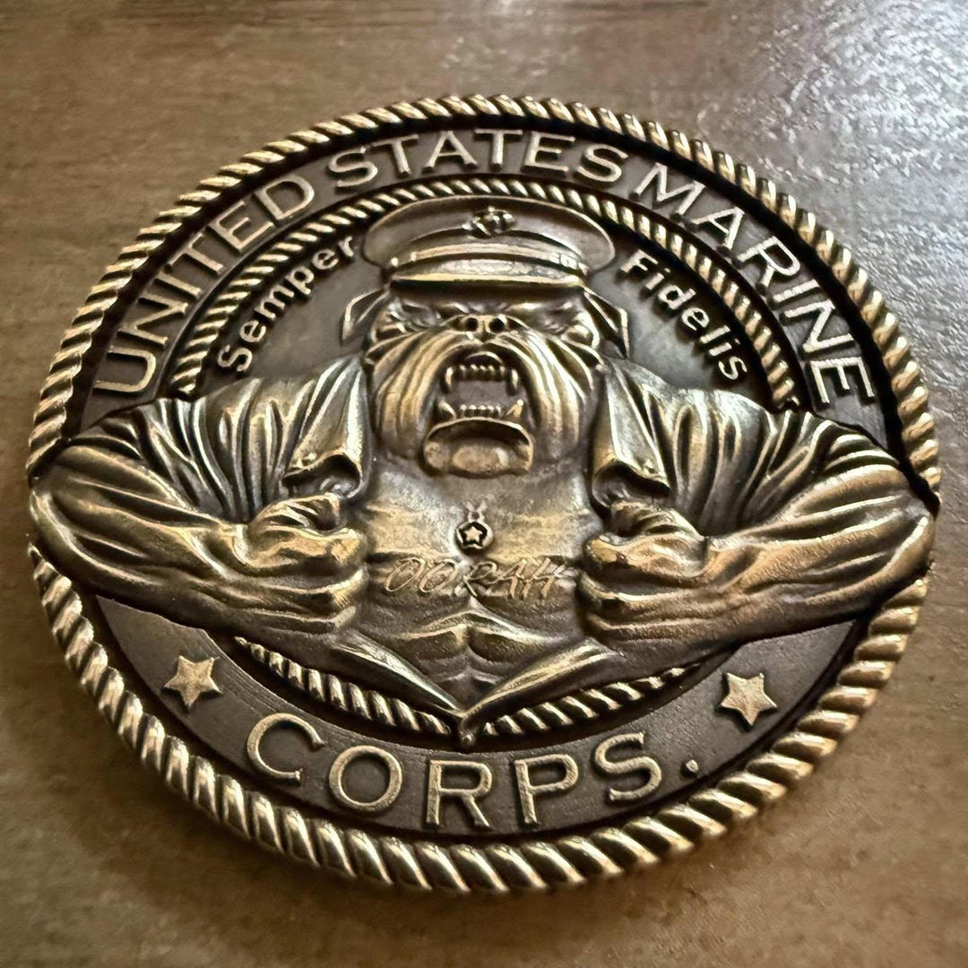 USMC Devil Dog - Challenge Coin, Fidget, Worry, Gift, Brass. FREE ...