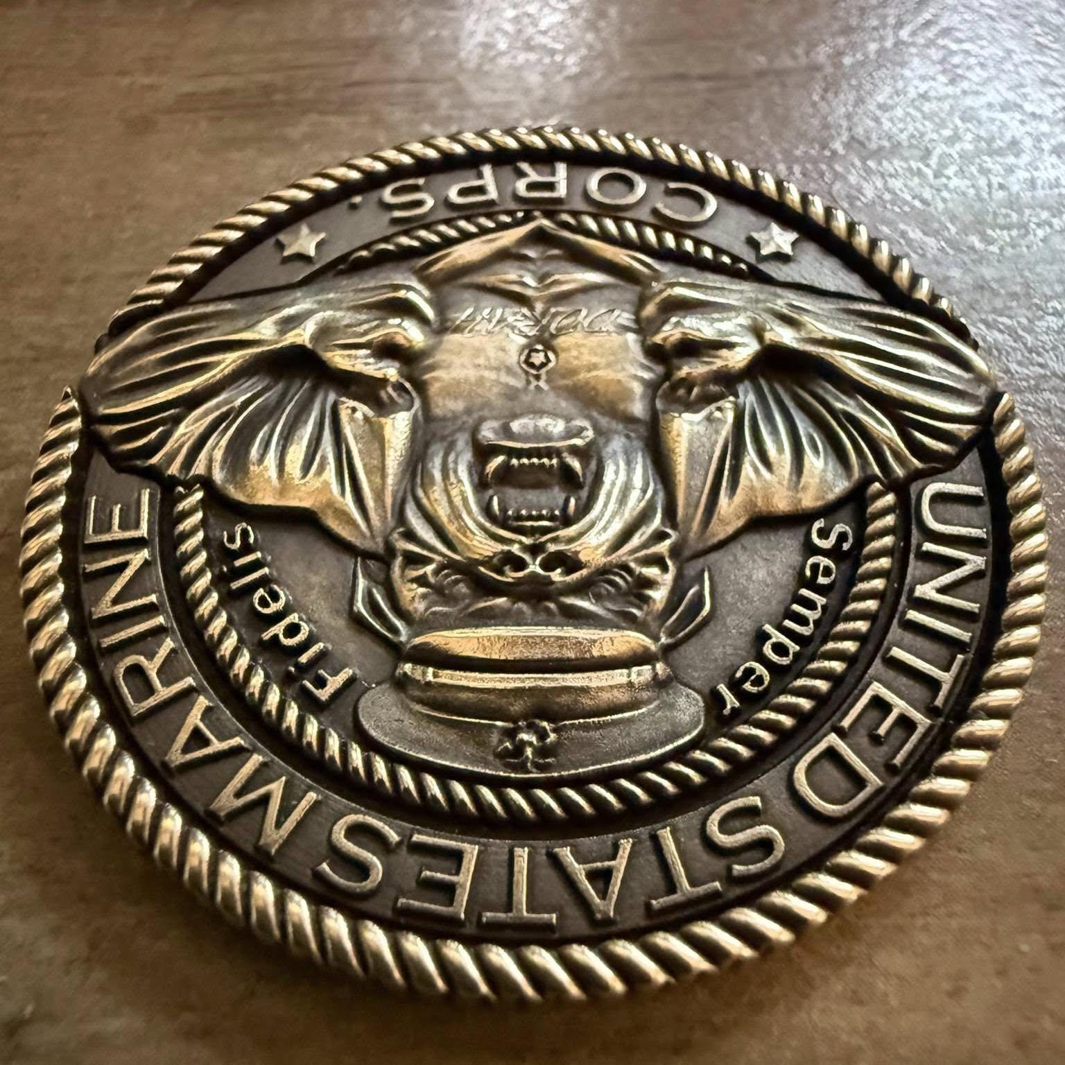 USMC Devil Dog - Challenge Coin, Fidget, Worry, Gift, Brass. FREE ...