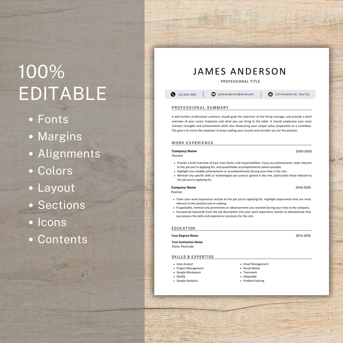 ATS Friendly Resume Template Word, Pages, Google Docs, ATS Compatible ...