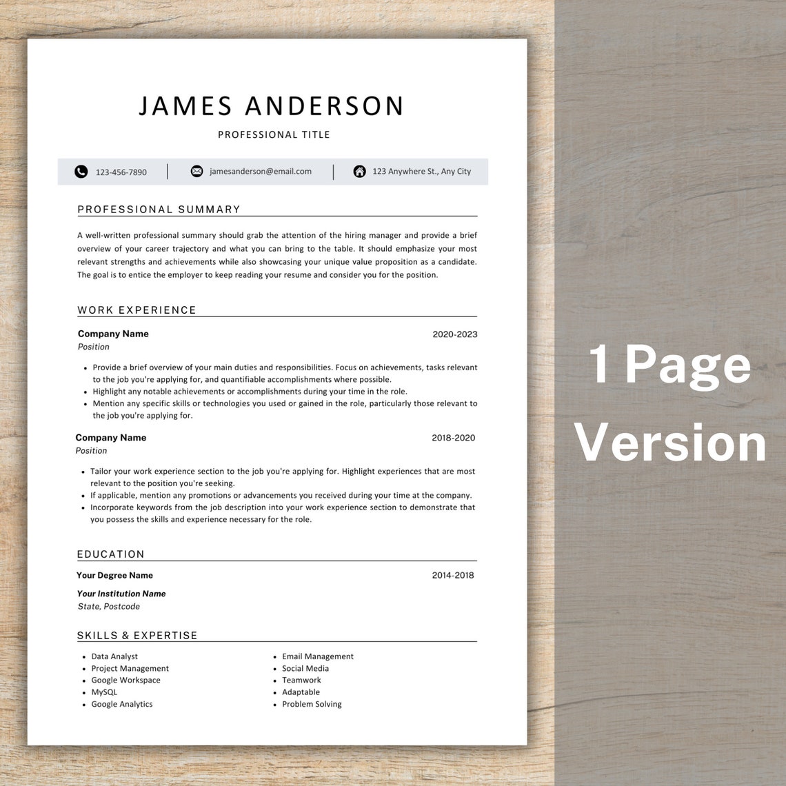 ATS Friendly Resume Template Word, Pages, Google Docs, ATS Compatible ...