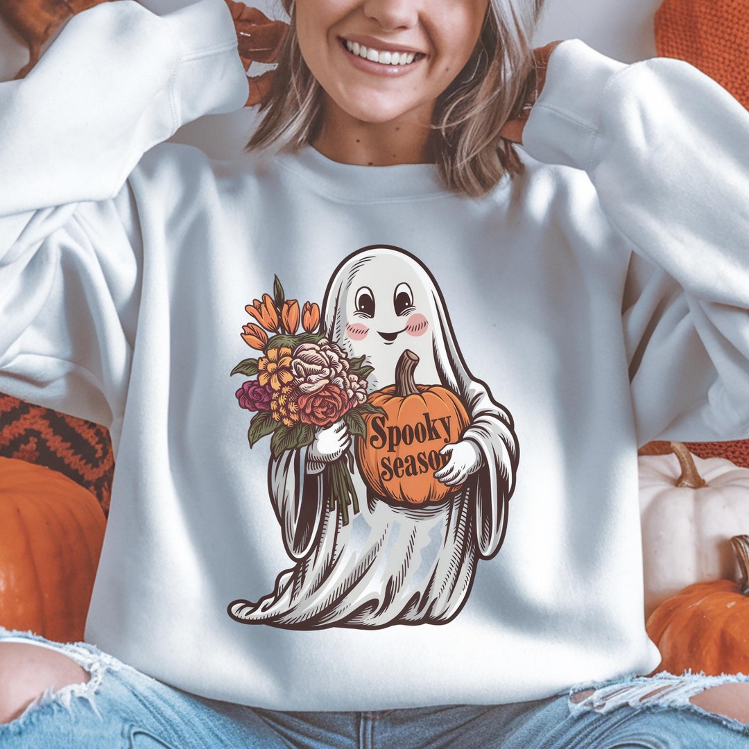 Retro Floral Ghosts Png, Vintage Ghost Png, Ghost With Flowers PNG ...