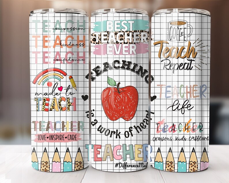 Teacher 20 Oz Skinny Tumbler, Teacher Tumbler Sublimation Design ...