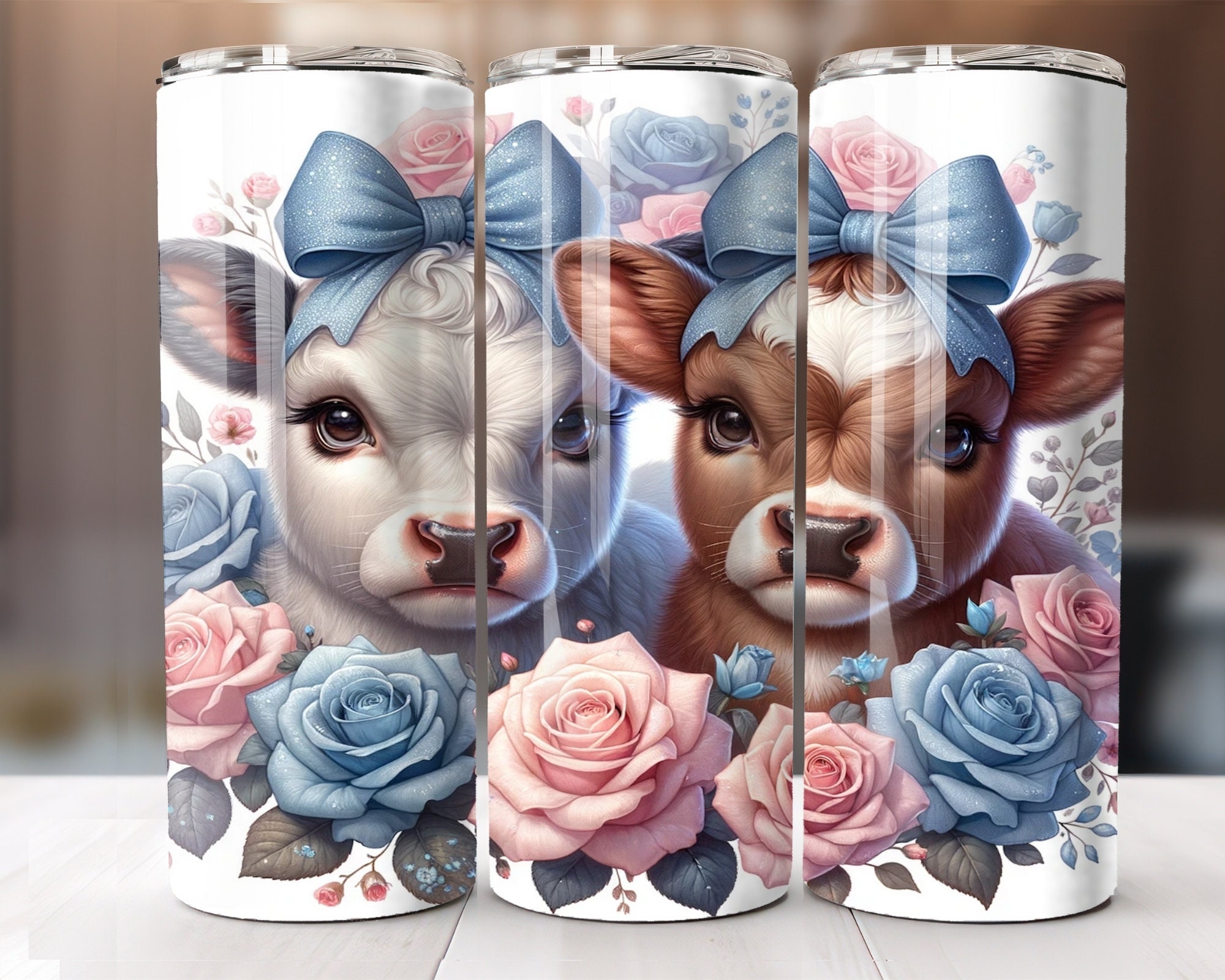 Valentine Highland Cow Tumbler Wrap, 20oz Skinny Sublimation Tumbler ...