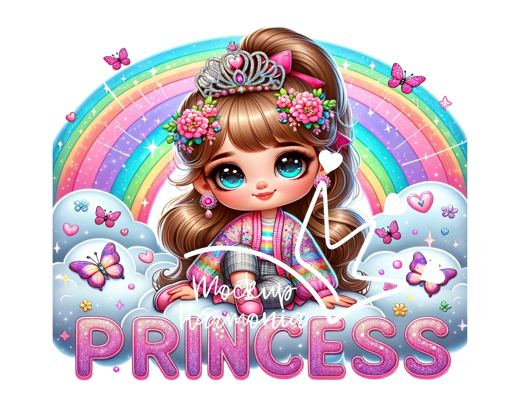 20oz Princess Skinny Tumbler Wrap PNG, Princess Girl, Birthday, Straight &tapered Tumbler PNG ...