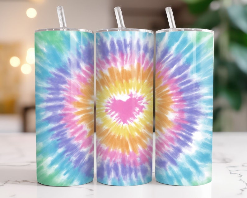 Pastel Tie Dye Sublimation 20oz Skinny Tumbler Sublimation Design