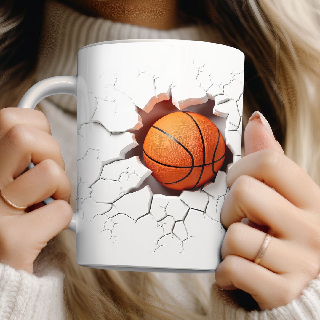 3D Basketball Hole in A Wall Mug Wrap, 11oz & 15oz Mug Template, Mug ...