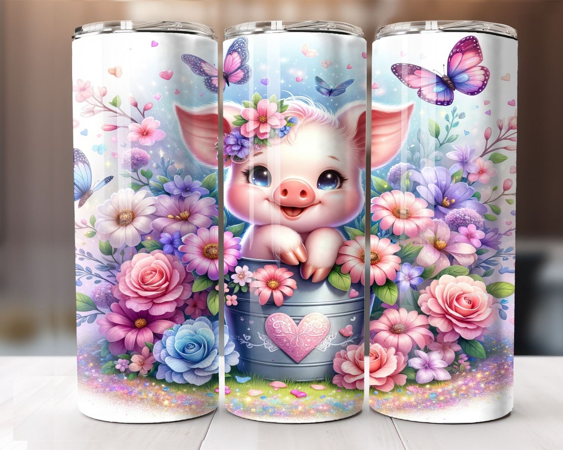 Happy Bucket Pig 20oz Skinny Tumbler Wrap, Baby Farm Animals, Baby Pig ...