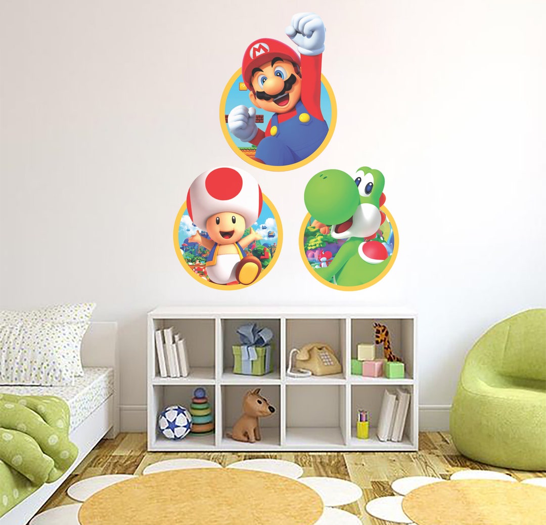 3D Super Mario Wall Decal Nintendo Wall Art for Game Room Wall Mural ...
