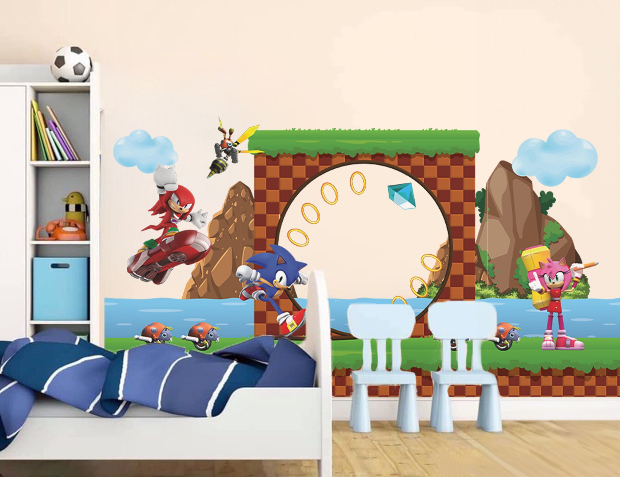 Sonic the Hedgehog Wall Decal Knuckles Wallpaper Amy Rose Wall Art for ...