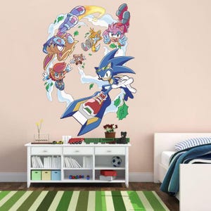 Removable Vinyl Super Sonic Wall Decal Sega Wall Art Games Wall Sticker for Boy Room Decor Games ...