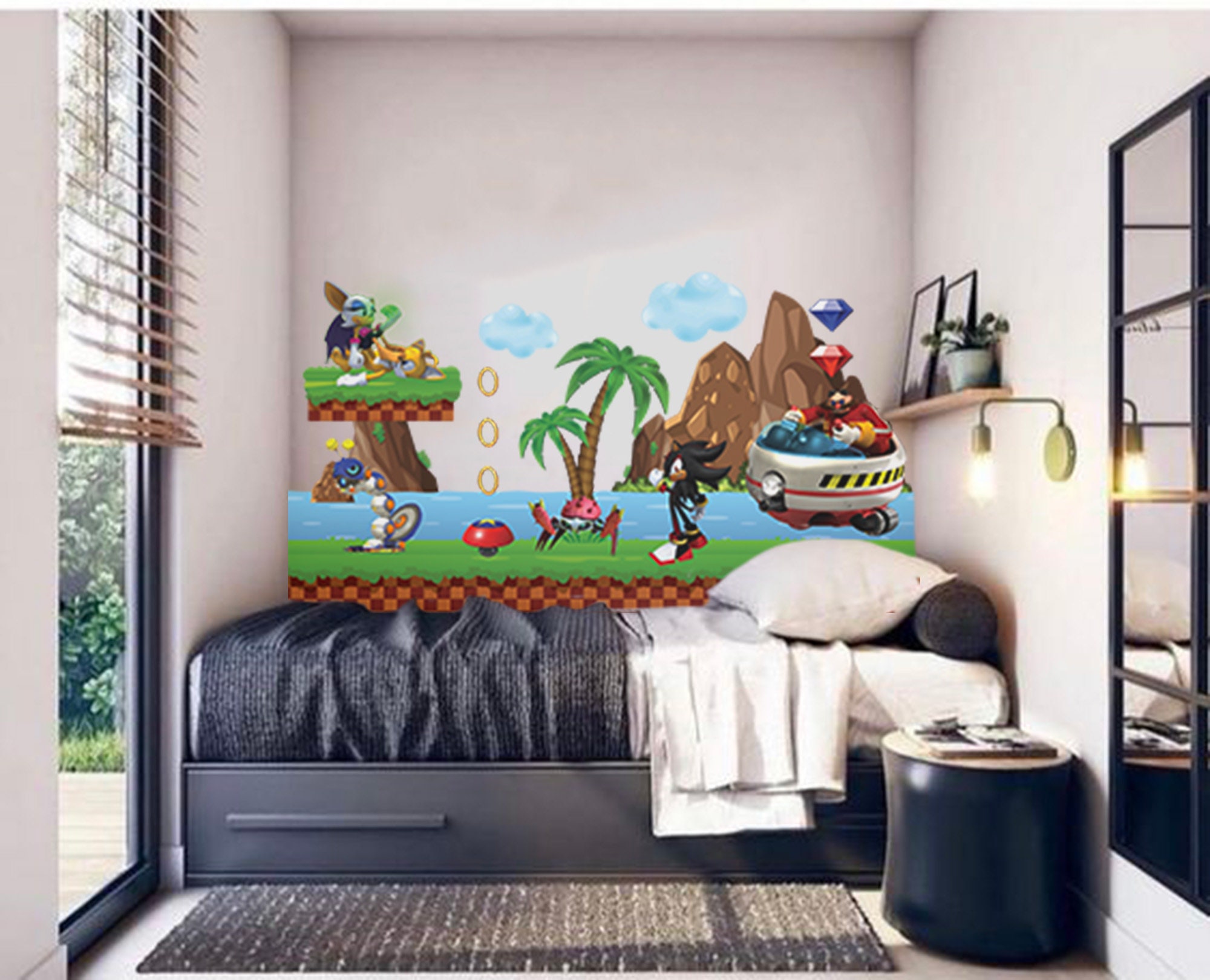 Sonic the Hedgehog Wall Decal Knuckles Wallpaper Amy Rose Wall Art for ...