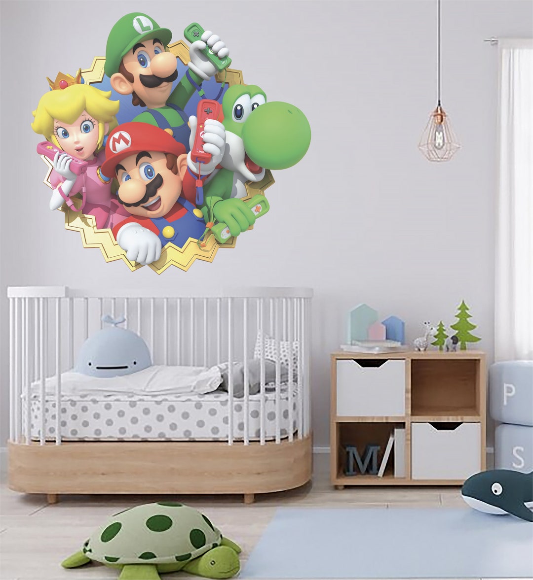 3D Super Mario Wall Sticker 3D Luigi Wall Decal Princess Peach Wall ...