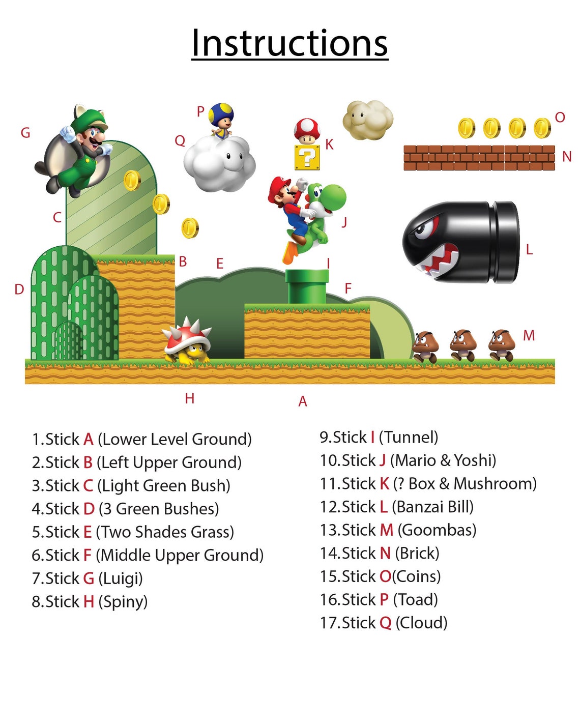 King Koopa Wall Decal Princess Peach Wall Art Super Mario Wall - Etsy