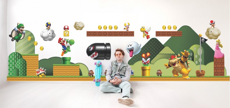 Super Mario Wall Decal Luigi Wall Art King Koopa Wall Sticker for Kid ...