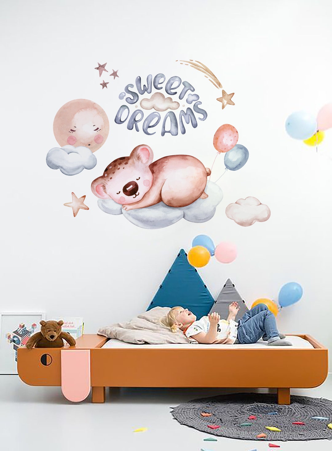 Peel and Stick Sleeping Koala Bear Wall Decal for Baby Room Decor ...