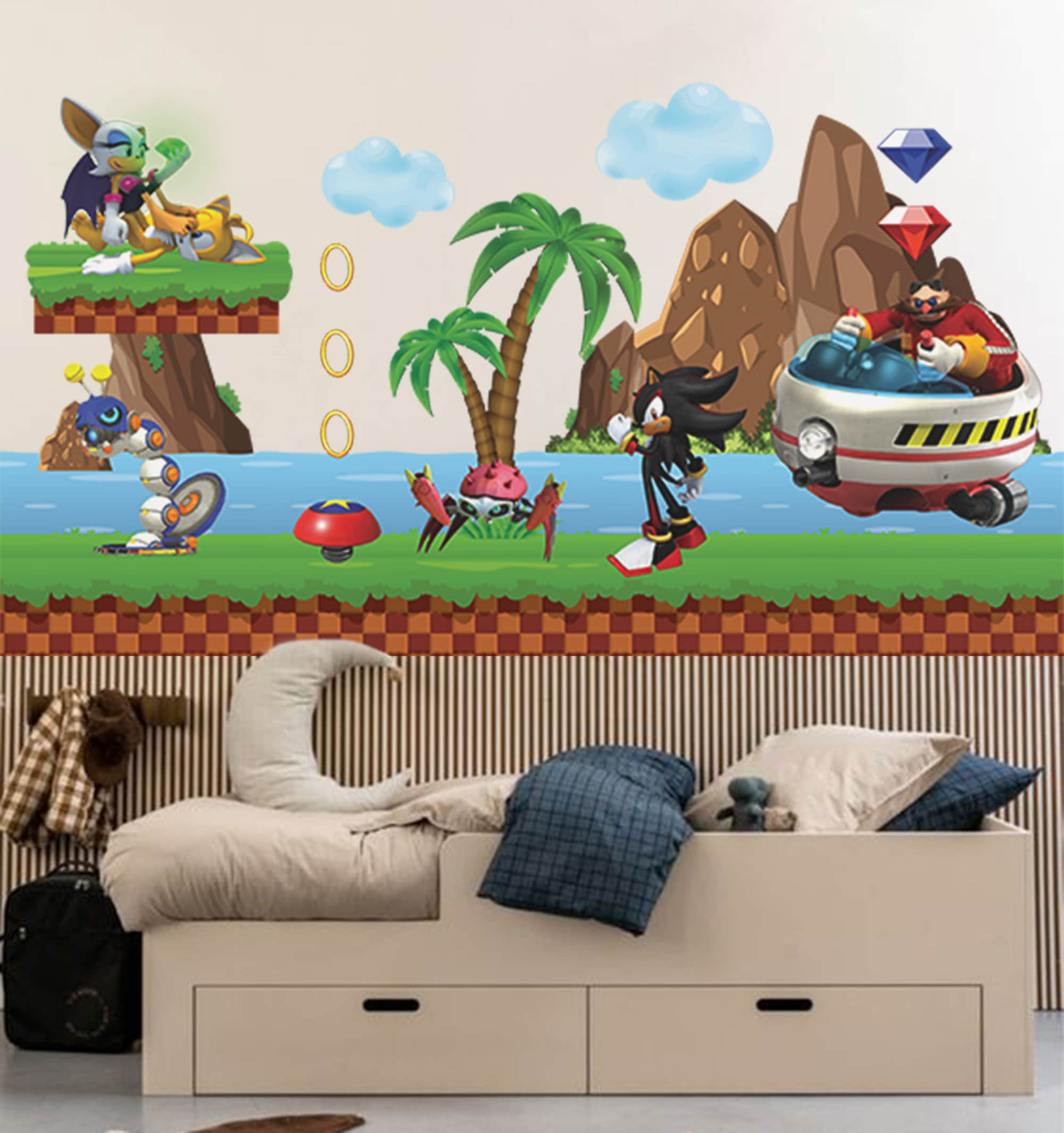 Sonic the Hedgehog Wall Decal Knuckles Wallpaper Amy Rose Wall Art for ...