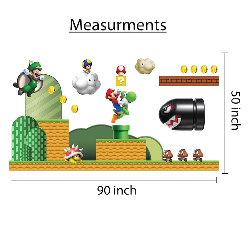 Peel and Stick Super Mario Bros Wall Decal Super Mario - Etsy