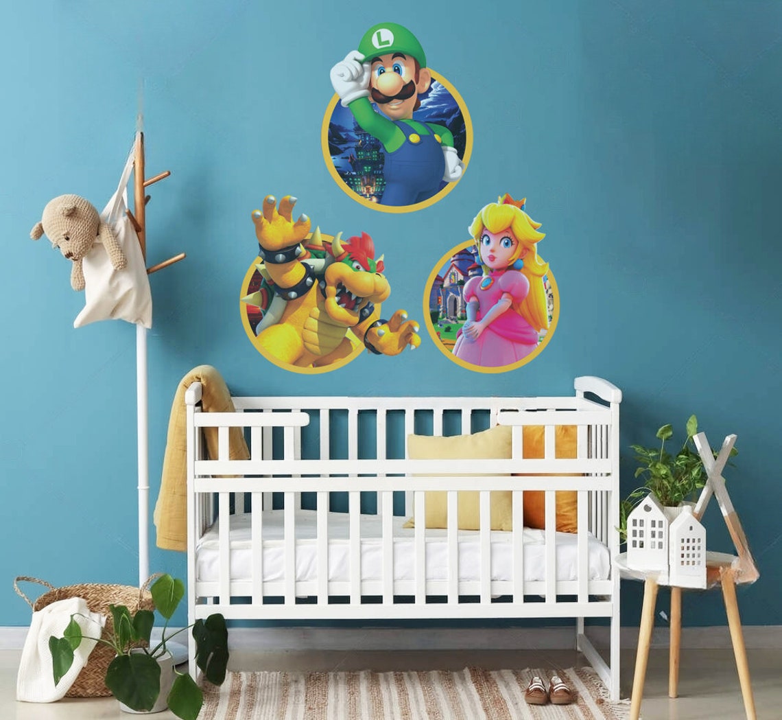 3D Super Mario Wall Sticker Nintendo Game Wall Mural for Kid Room ...