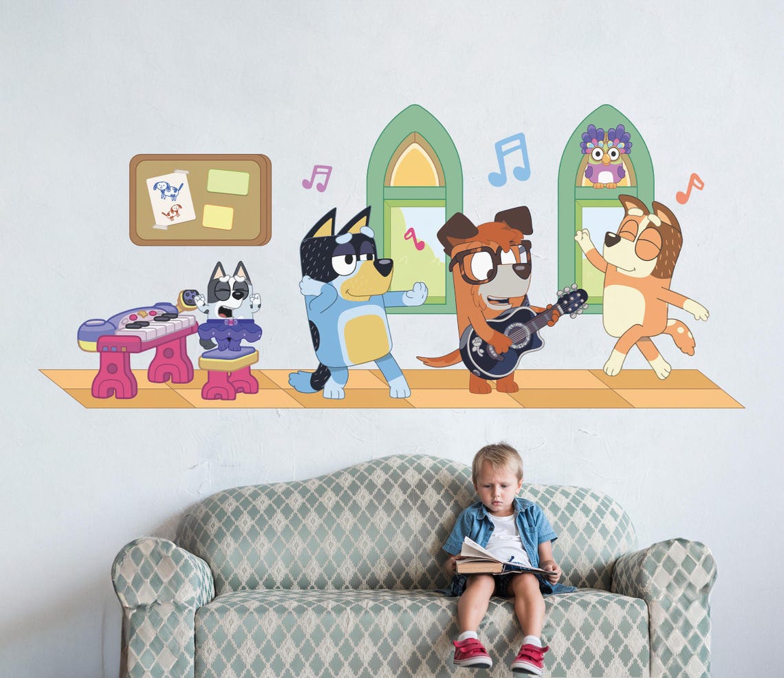 Blue Wall Decal Dog Wall Art Bedroom Wall Sticker Kid Room Decor Study ...