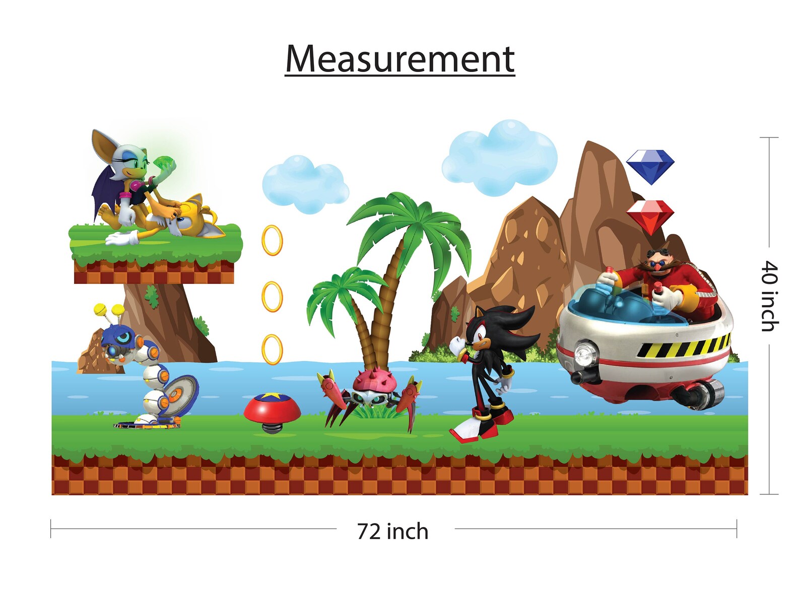 Sonic the Hedgehog Wall Decal Knuckles Wallpaper Amy Rose Wall Art for ...