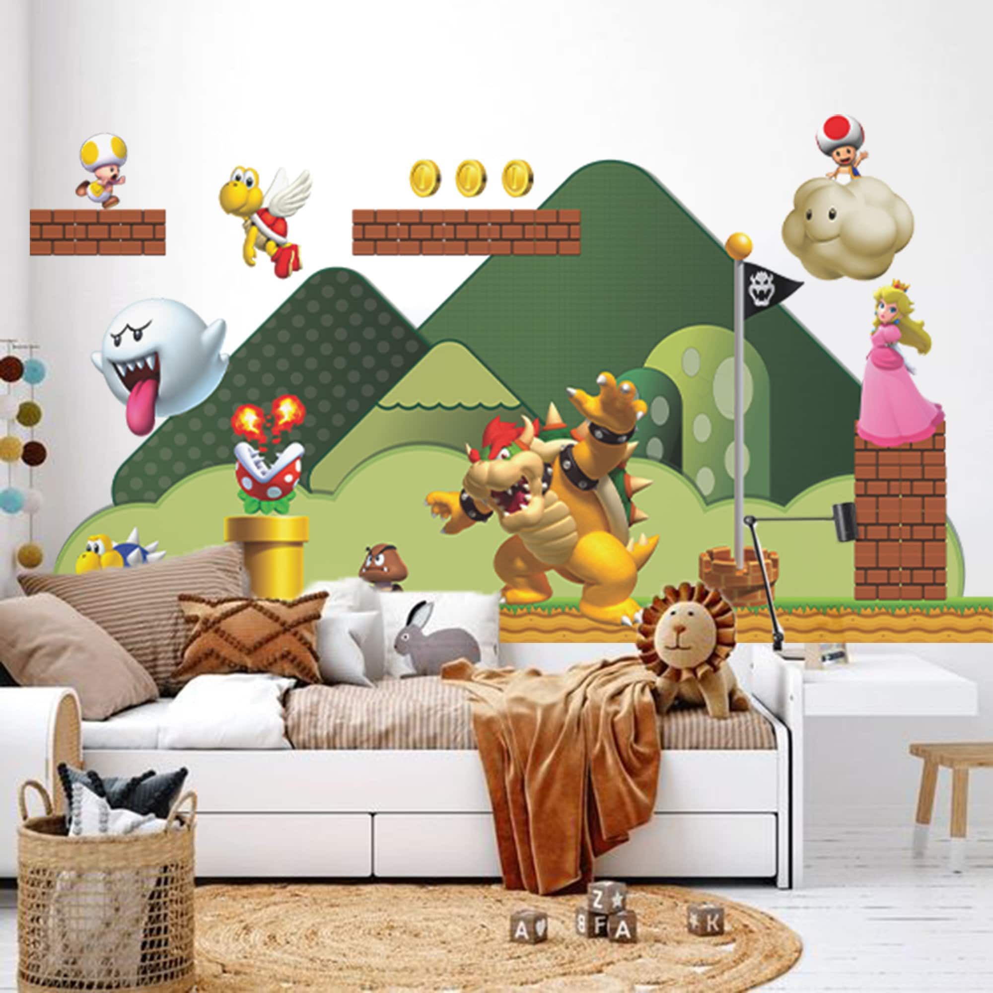 King Koopa Wall Decal Princess Peach Wall Art Super Mario Wall Mural ...