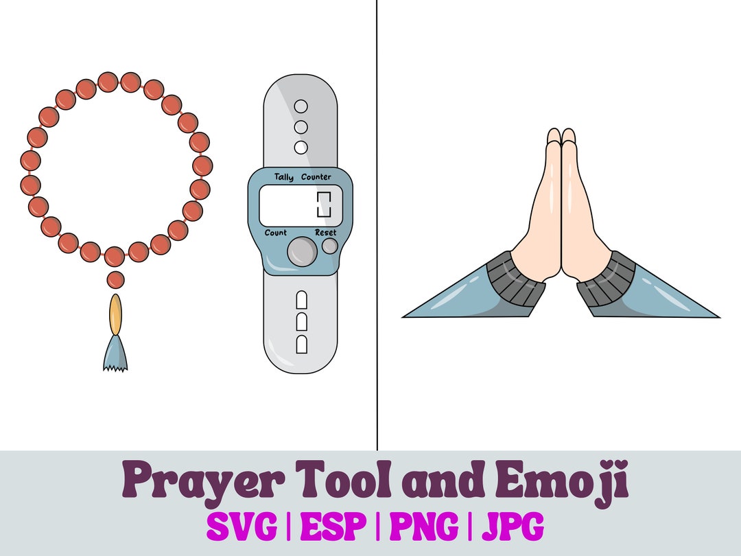 Prayer Bead and Folded Hands Emoji SVG | PNG | ESP | Prayer Bead and ...
