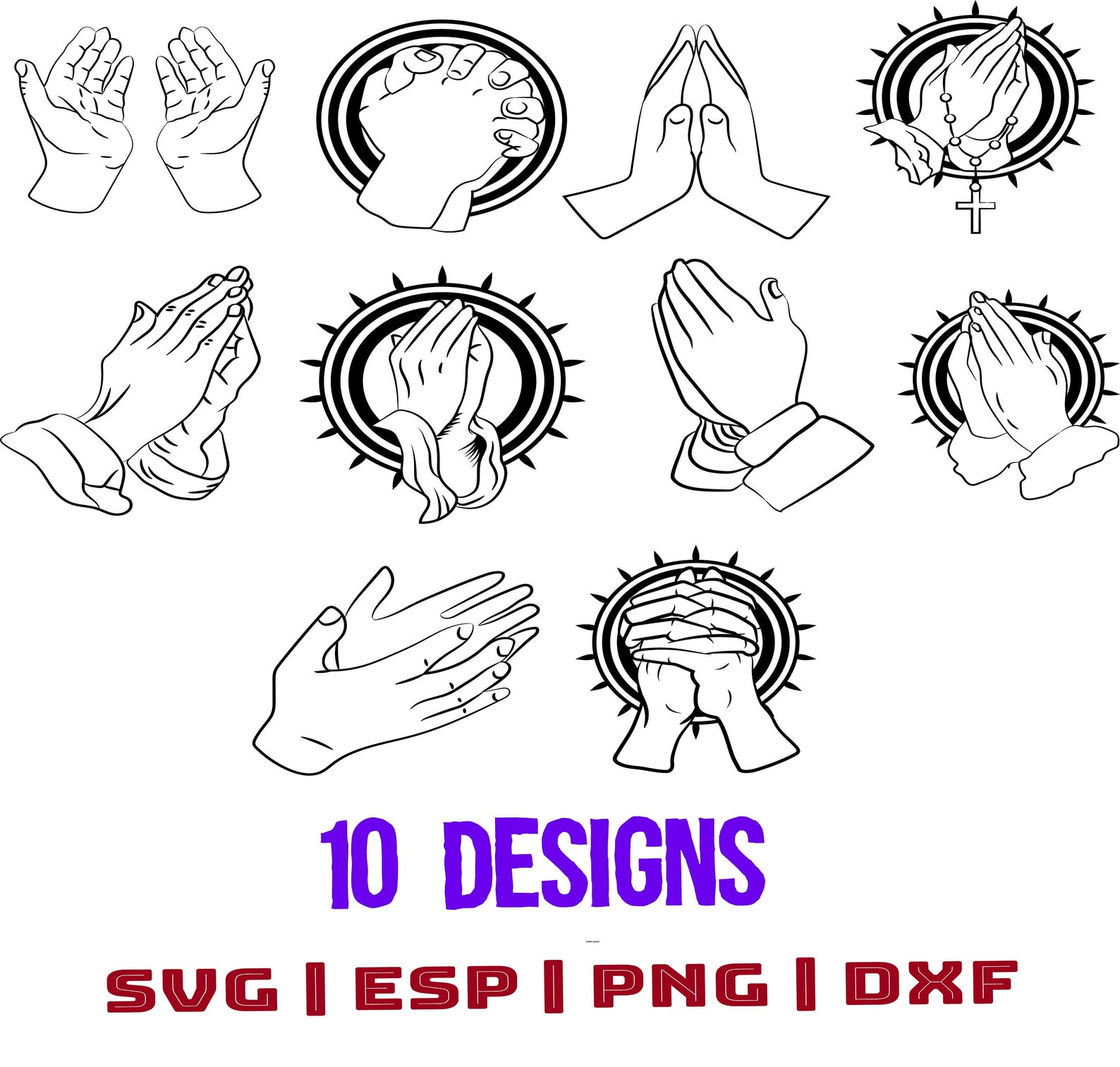 Praying Hands PNG | SVG | ESP | Praying Hands Clipart, Cut Files for ...