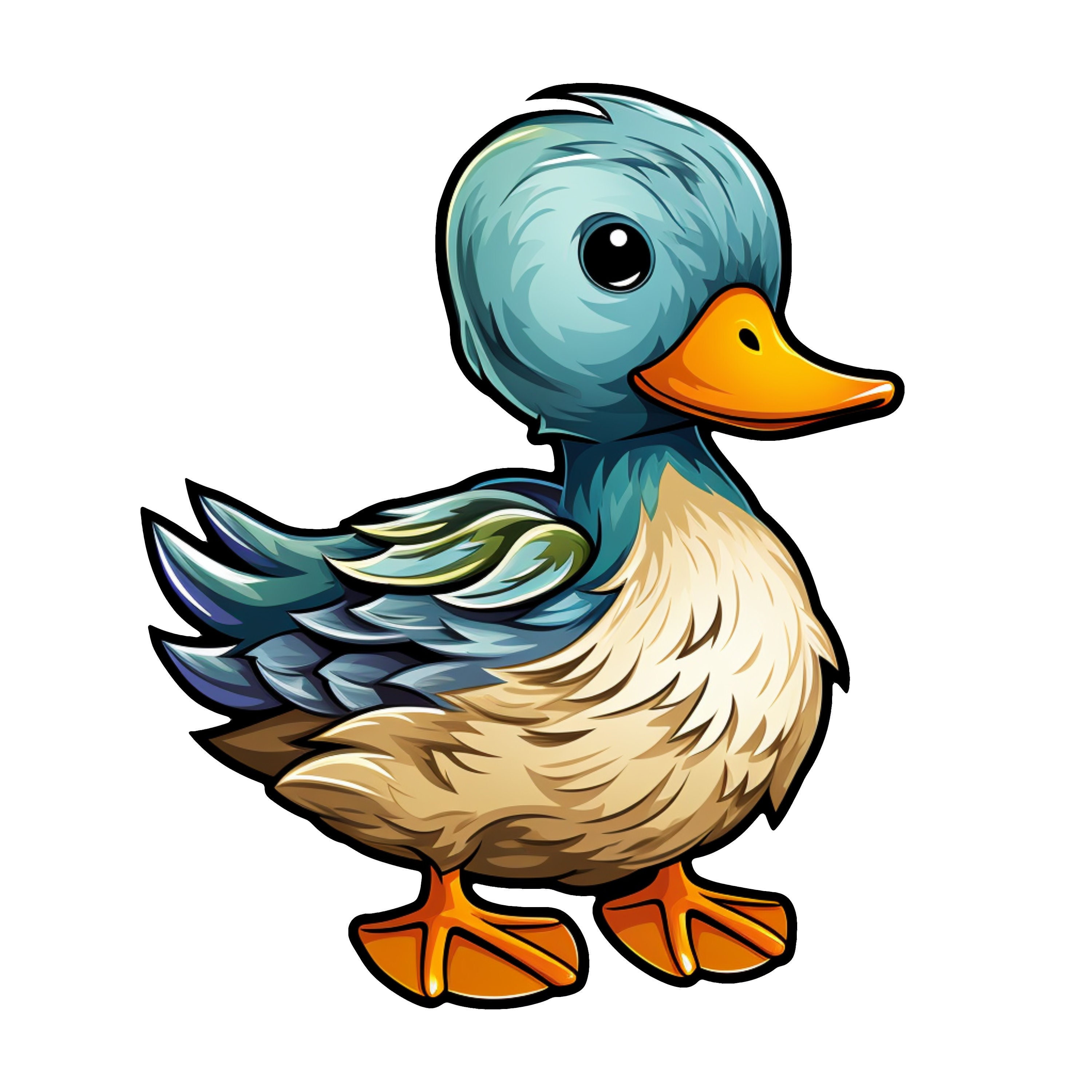 Cute Duck Sticker ~ Happy Blue Baby Duck | Silly Gifts Water Bottle ...