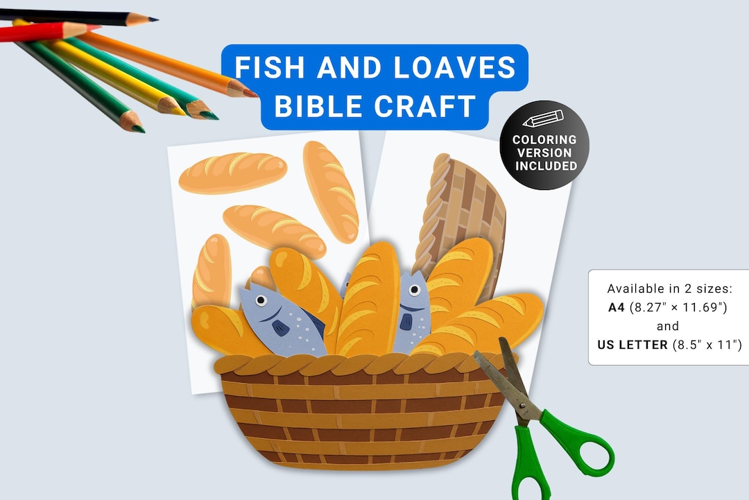 Fish and Loaves Bible Story Craft for Kids, Jesus Feeds 5000 Printable ...