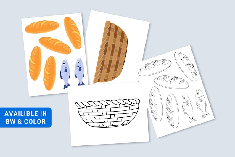 Fish and Loaves Bible Story Craft for Kids, Jesus Feeds 5000 Printable ...