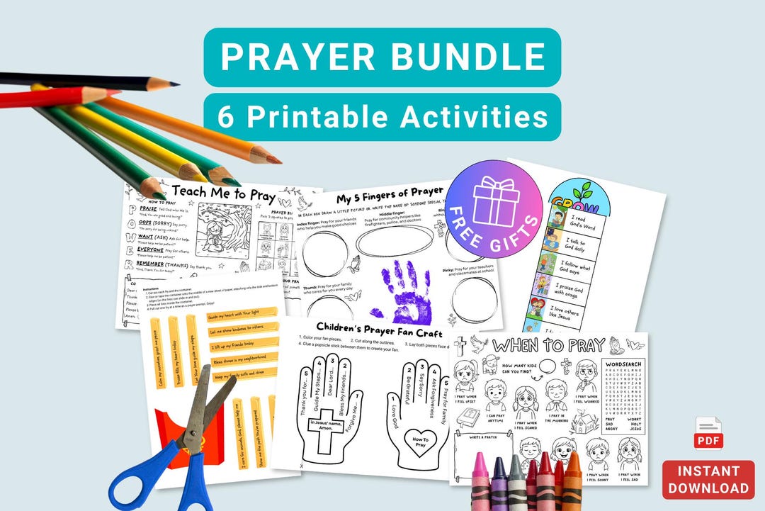 Prayer Craft Bundle for Kids, Sunday School Activities, Printable Bible ...