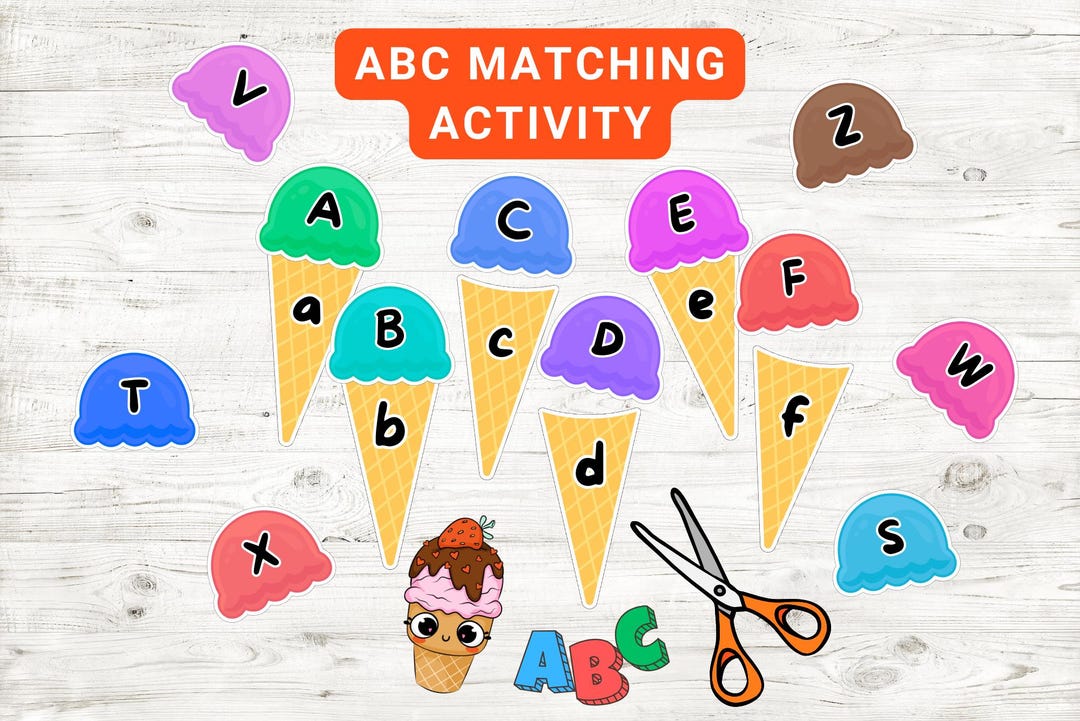 Ice Cream Alphabet Matching Game, Abc Matching Activity, Preschool ...