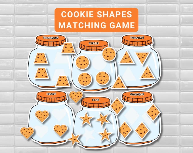 Cookie Jar Shapes Matching Game, Preschool Learning (digital Download ...