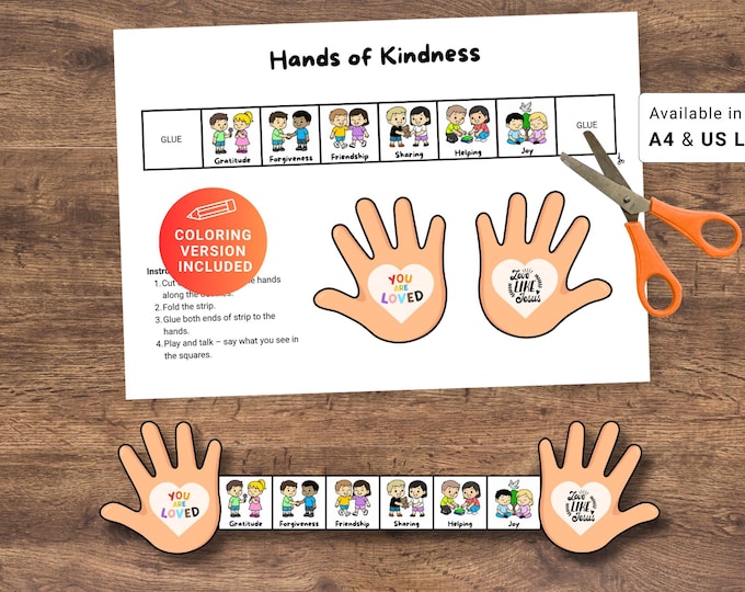 Hands of Kidness Craft for Kids, Sunday School Church Activity, Bible ...