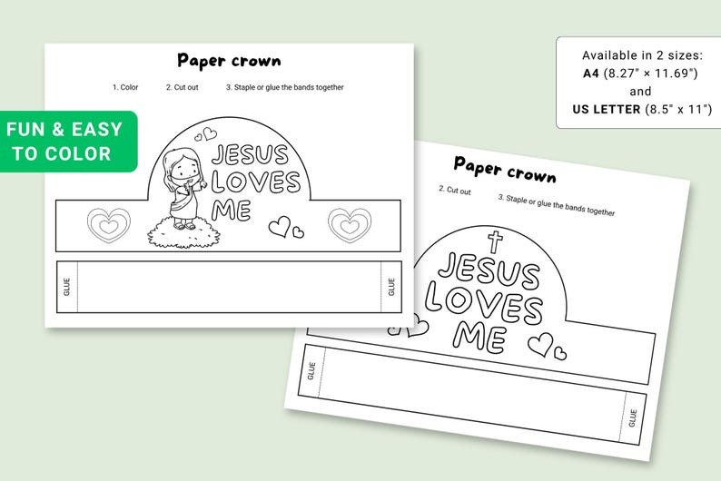 Paper Crown God Loves Me, Sunday School Printable Craft for Kids ...