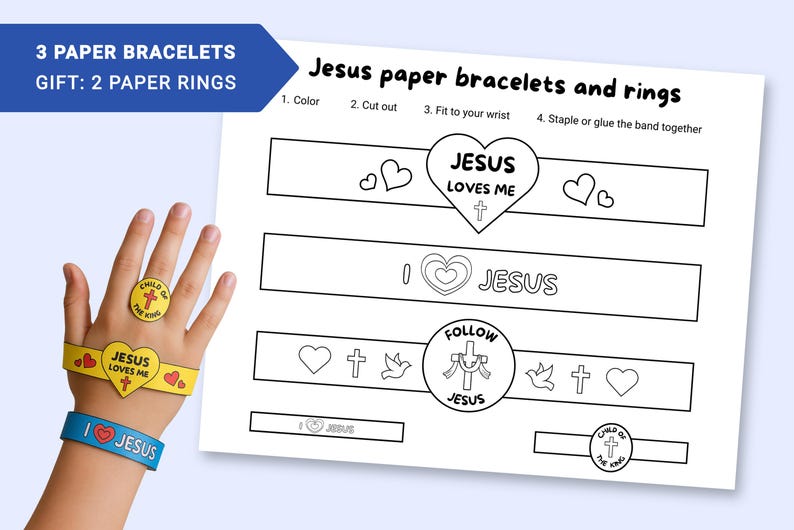 Jesus Printable Paper Bracelets, Kids Sunday School Lesson, Bible ...