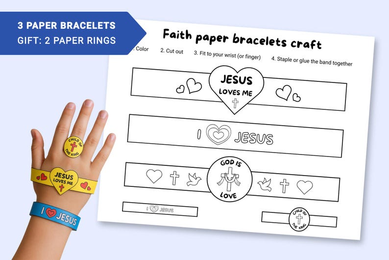 Jesus Printable Paper Bracelets, Kids Sunday School Lesson, Bible ...