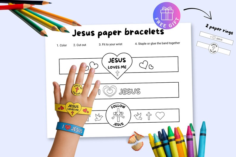 Jesus Printable Paper Bracelets, Kids Sunday School Lesson, Bible ...