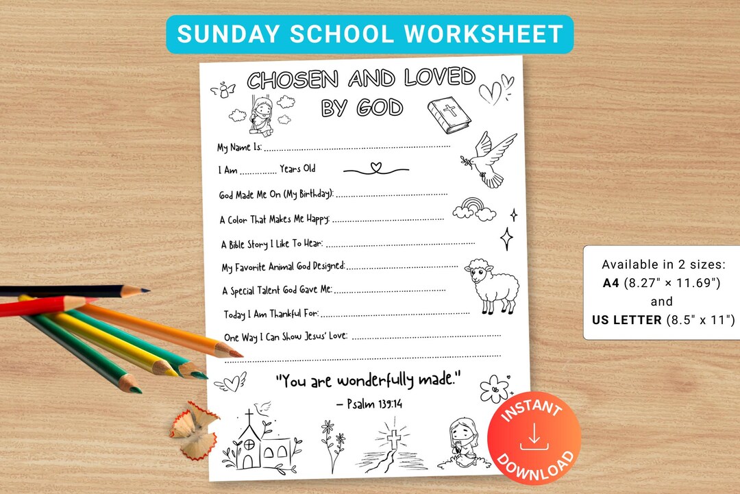 All About Me Christian Printable for Sunday School, Bible Craft ...