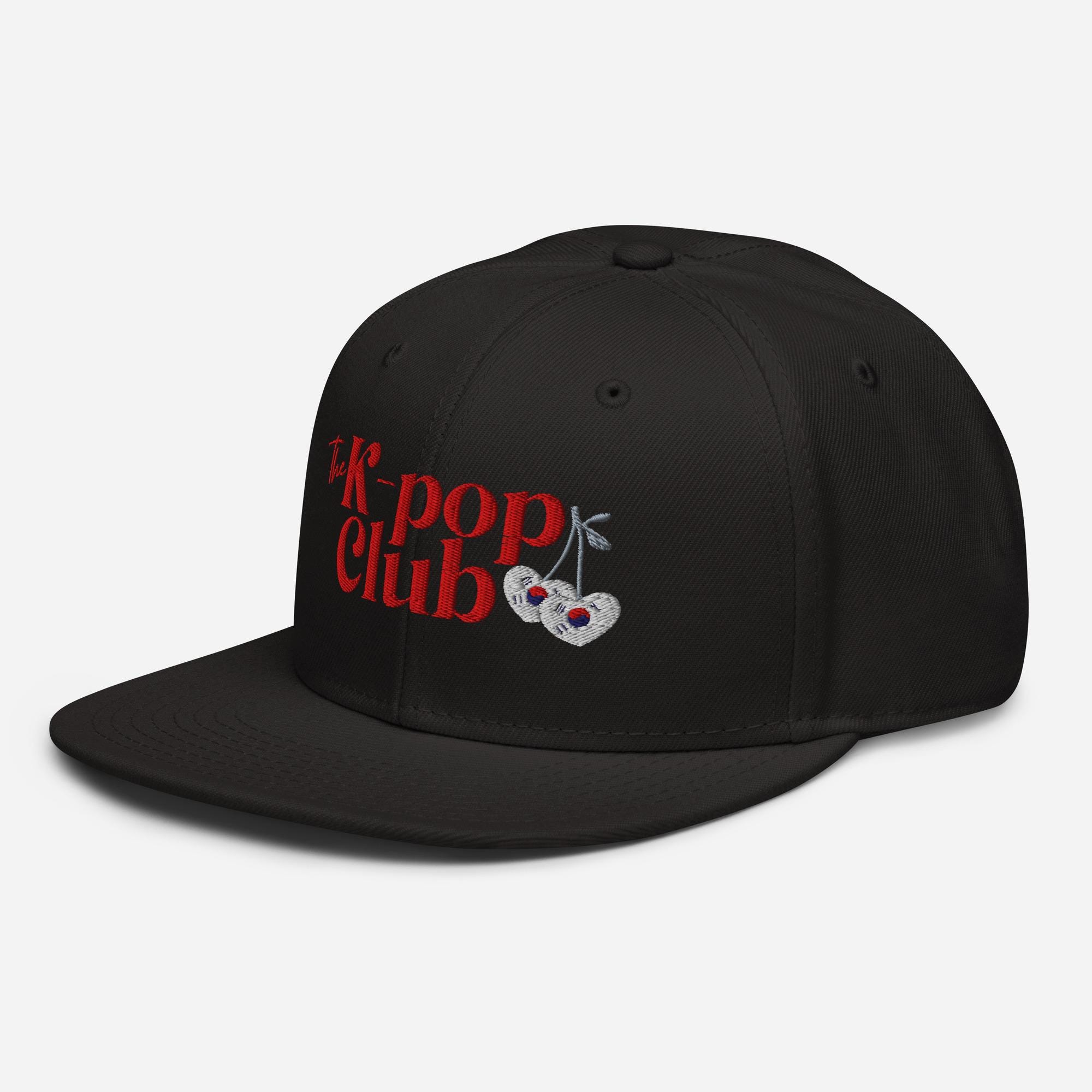 K-pop Club Snapback Hat | Korean Flag Cherry Embroidered Cap - Etsy