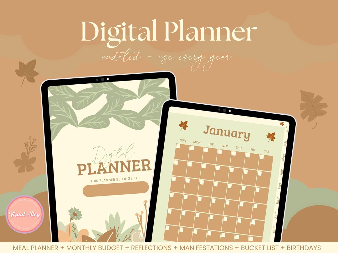 Digital Planner Earth Tones | 2025 Goodnotes Undated Planner | iPad ...
