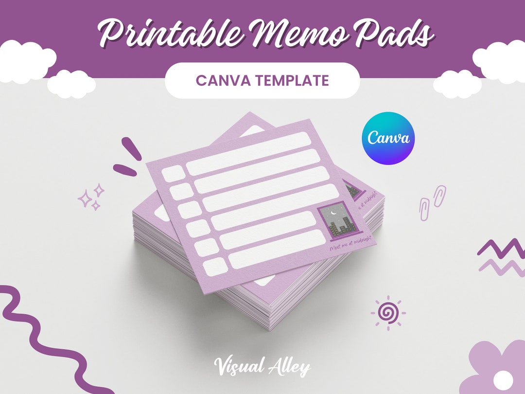 5 Printable Memo Pads Midnight Theme | Editable Canva Template - Etsy