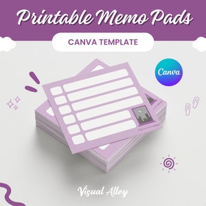 5 Printable Memo Pads Midnight Theme | Editable Canva Template - Etsy